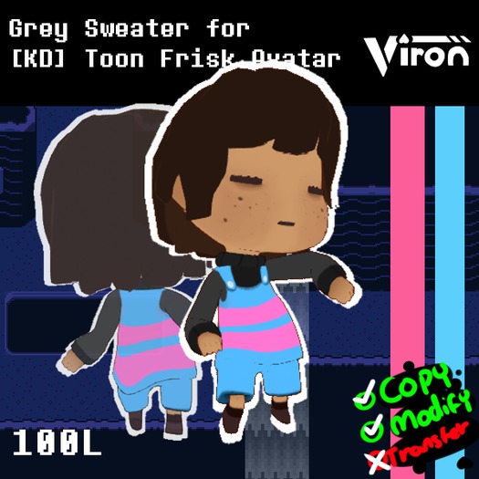 Second Life Marketplace - VIRON - Grey Sweater for [KD] Toon Frisk Avatar