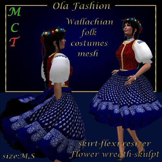 Second Life Marketplace - Wallachian folk costumes mesh (skirt-flexi ...