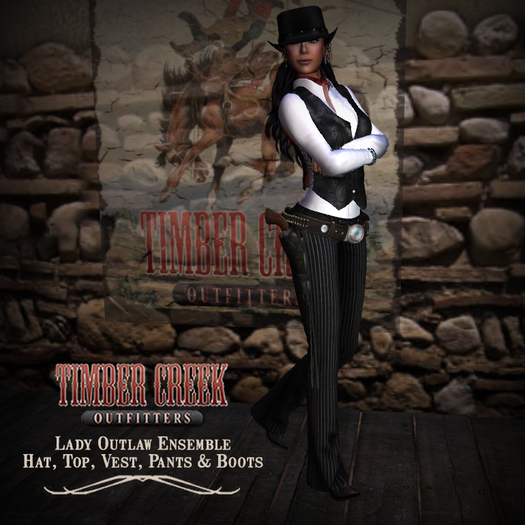 Second Life Marketplace - [Timber Creek] Lady Outlaw Ensemble-Black-Boxed