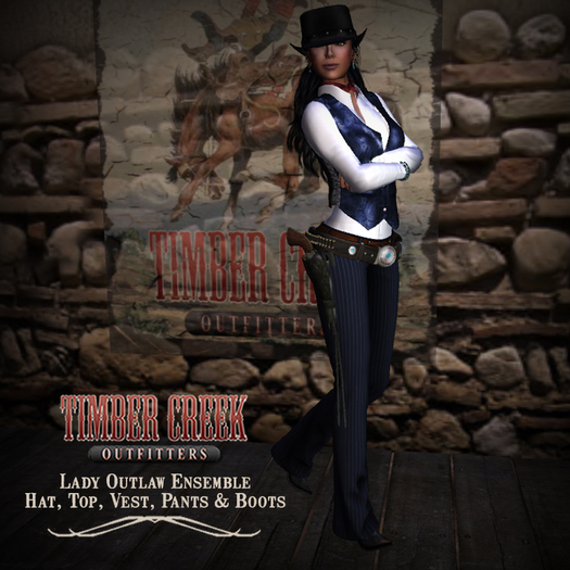Second Life Marketplace - [Timber Creek] Lady Outlaw Ensemble-Indigo-Boxed