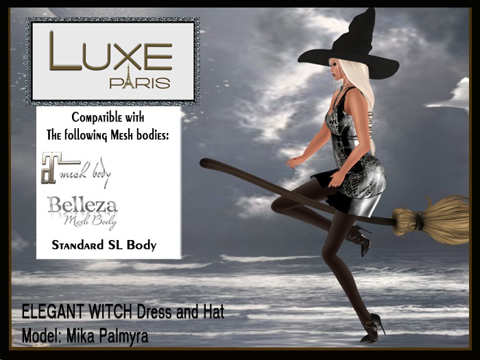 Second Life Marketplace - LUXE Paris ELEGANT WITCH Dress and Hat
