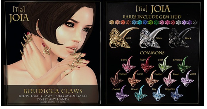Second Life Marketplace - [Tia] Boudicca Claws - Coral - COMMON (Boxed)