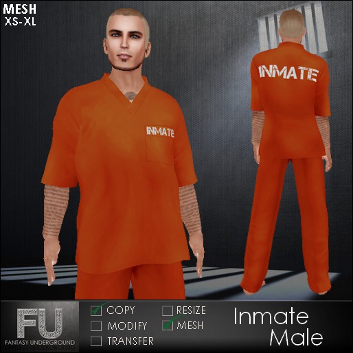 Second Life Marketplace - Inmate Male Costume * Mens Mesh