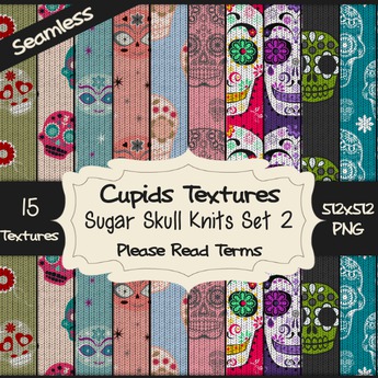 Second Life Marketplace - *Cupids Textures * 15 SUGAR SKULLS KNITS SET 2