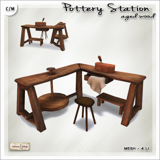 Second Life Marketplace - [V/W] Pottery Station (Aged Wood) - 4 LI old ...