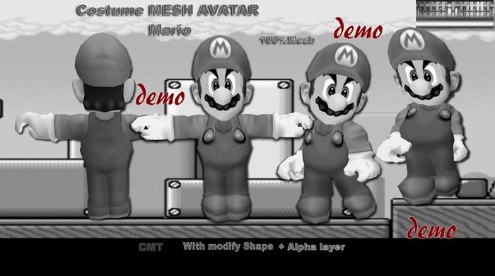 Second Life Marketplace - DEMO - R.F. - Costume - Mario B - Mesh Avatar BOX