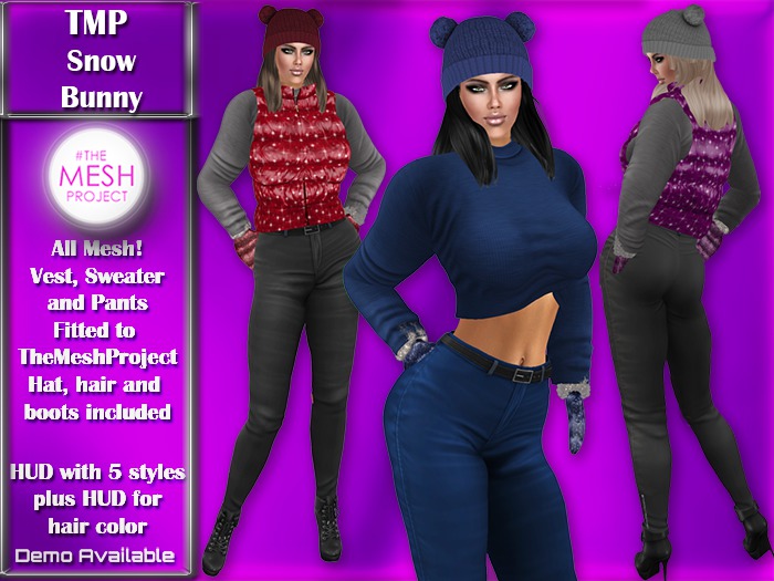 Second Life Marketplace - TheMeshProject (TMP) - Snow Bunny Complete Outfit DEMO