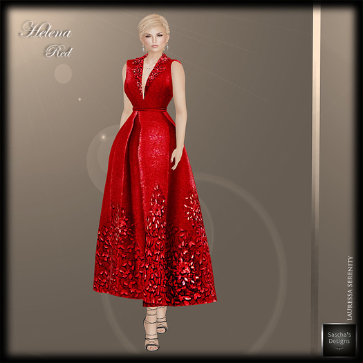 Second Life Marketplace - SAS - Helena Red Cocktail Gown (Mesh)