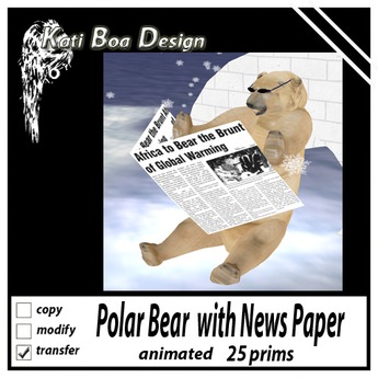 Second Life Marketplace - polar baer with news paper