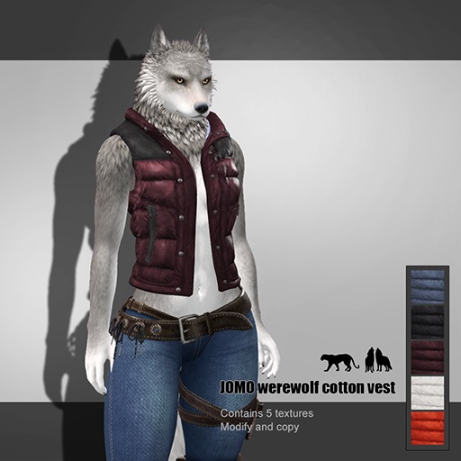 Second Life Marketplace - JOMO Female werewolf Cotton vest DEMO
