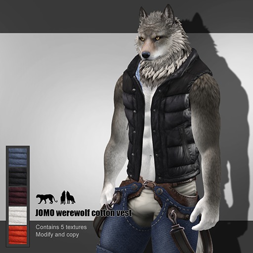 Second Life Marketplace - JOMO Male werewolf Cotton vest DEMO