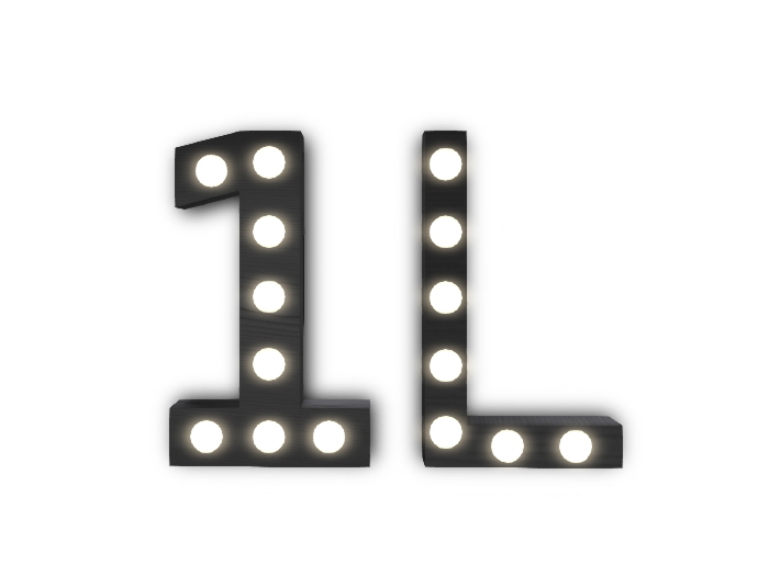 Second Life Marketplace - [Px] "1L" Illuminated Light Bulbs Sign