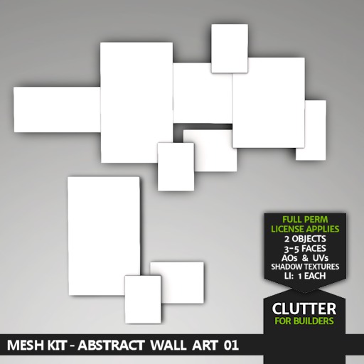 Second Life Marketplace - CLUTTER - Mesh Kit - Abstract Wall Art 01