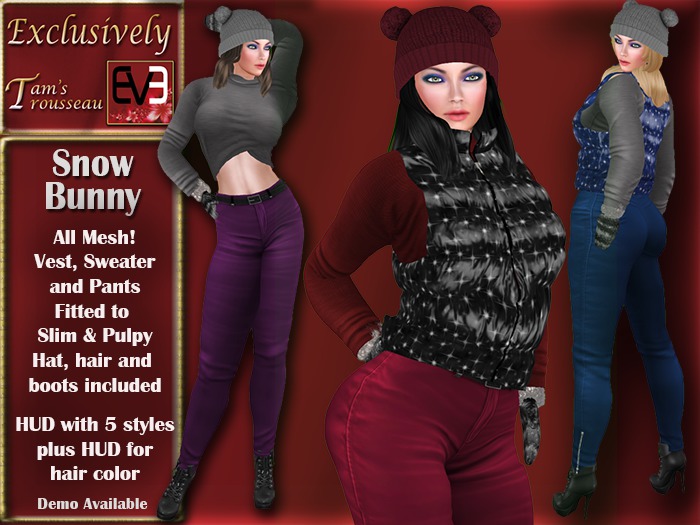 Second Life Marketplace - Eve Slim and Pulpy (evemesh) - Snow Bunny ...