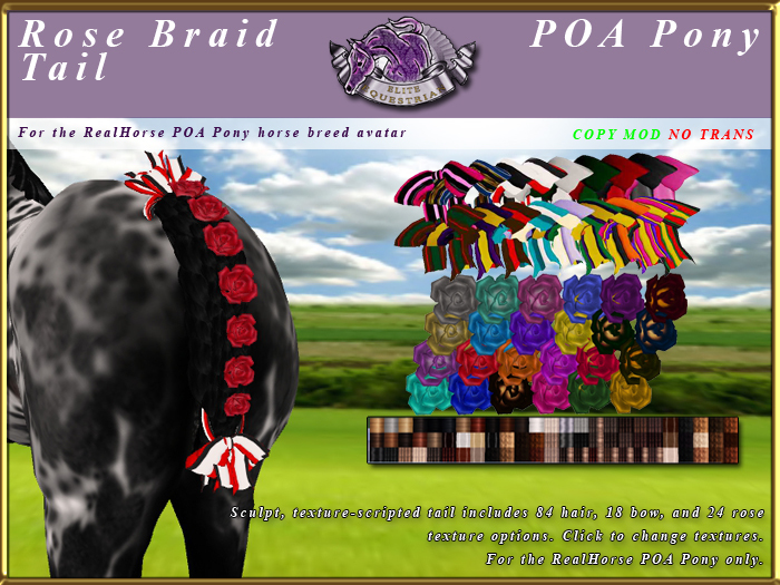 Second Life Marketplace - *E* RealHorse Rose Braid Tail [BOXED] RH POA Pony
