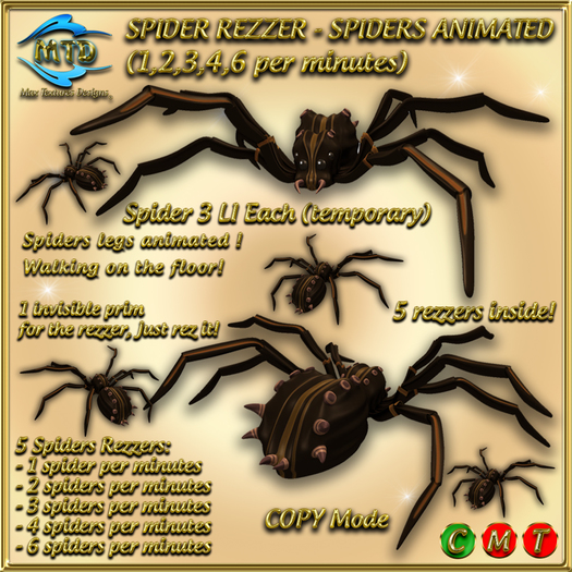 Second Life Marketplace - SPIDER REZZER - SPIDERS MESH ANIMATED - COPY