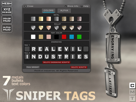 Second Life Marketplace - **RE** Sniper Tags RLV * ENGRAVABLE * MESH ...