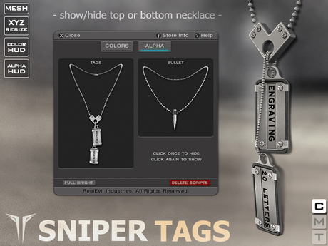 Second Life Marketplace - **RE** Sniper Tags RLV * ENGRAVABLE * MESH ...