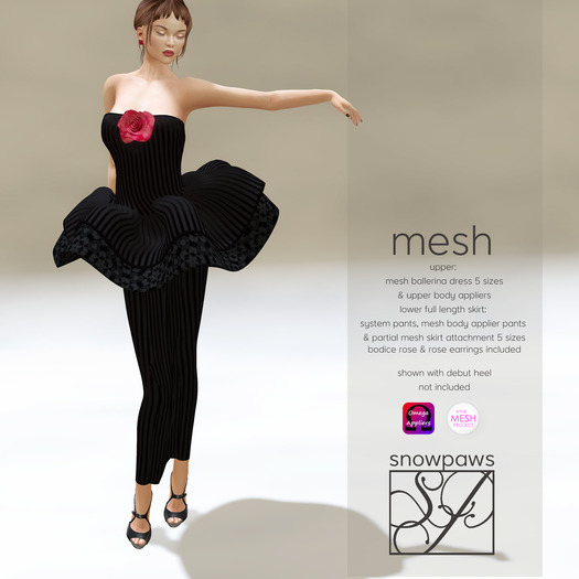 Second Life Marketplace - Snowpaws - Baletina Pinstripe Black Tutu Long ...