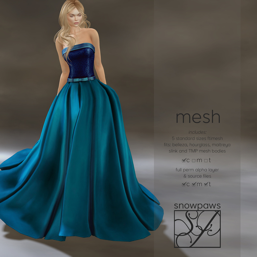 Second Life Marketplace - Snowpaws - Nevaeh Blue Gown