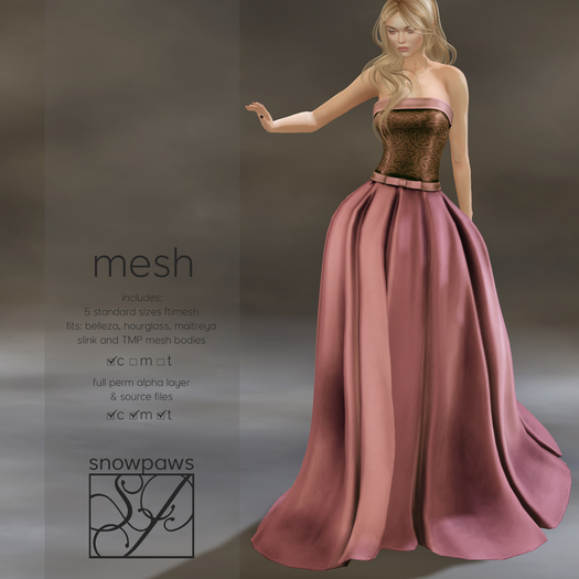 Second Life Marketplace - Snowpaws - Nevaeh Pink Gown