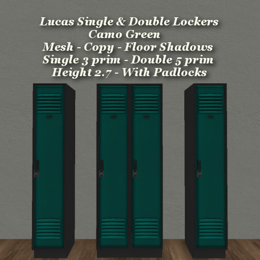 Second Life Marketplace - Luca Single & Double Lockers Camo Green
