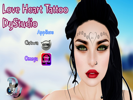 Second Life Marketplace - Love Heart Tattoo For Catwa-Omega DyStudio