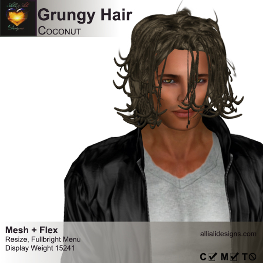 Second Life Marketplace - A&A Grungy Hair Coconut. Messy, relaxed mesh ...