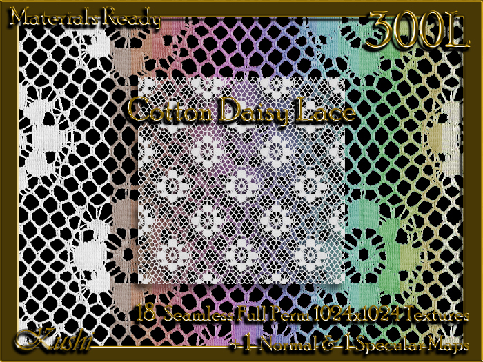 Second Life Marketplace - Cotton Daisy Lace Alpha Fabric Seamless Textures