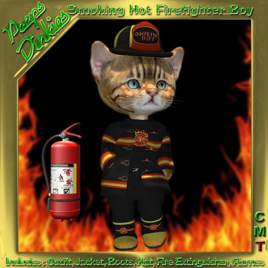 Second Life Marketplace - Peeps Dinkies Smoking Hot Firefighter Boy Costume