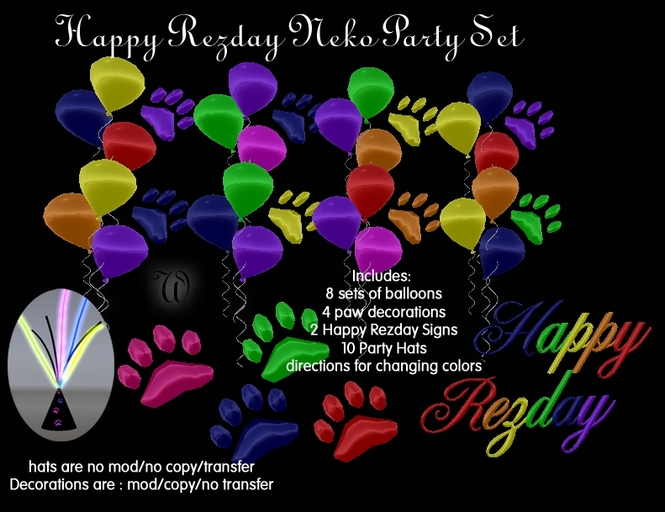 Second Life Marketplace - ~WC~ Happy Rez Day party pack neko