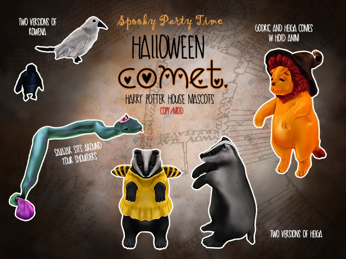 Second Life Marketplace - Halloween Harry Potter House Mascots // comet.