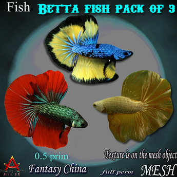 Second Life Marketplace - FC - Full P erm Mesh Betta fish pack of 3 bp