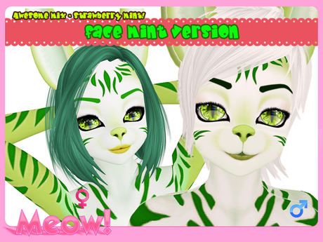 Second Life Marketplace - {Meow!} Kemono Applier Awesome Mix - Strawberry Mint! Skin pack