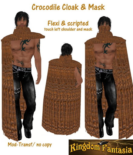 Second Life Marketplace - LR- Crocodile Cloak + mask