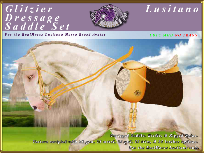 Second Life Marketplace - *E* Glitzier Dressage Set [BOXED] RH Lusitano