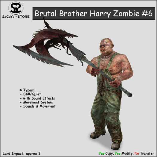 Second Life Marketplace - SaCaYa - Brutal Brother Harry Zombie #6