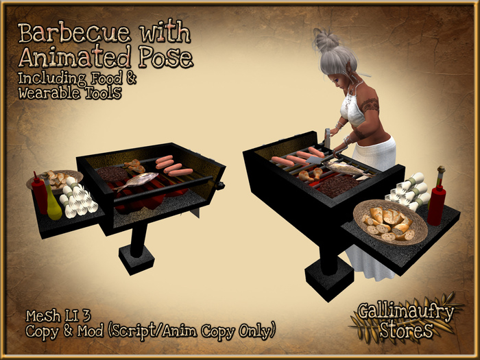 Second Life Marketplace - *GALLI* - MESH - Barbecue with Animated Pose ...