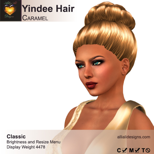 Second Life Marketplace - A&A Yindee Hair Caramel. Classy elegant updo ...