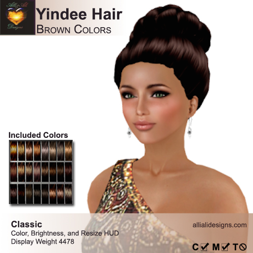 Second Life Marketplace - A&A Yindee Hair Brown Colors Pack. Classy ...