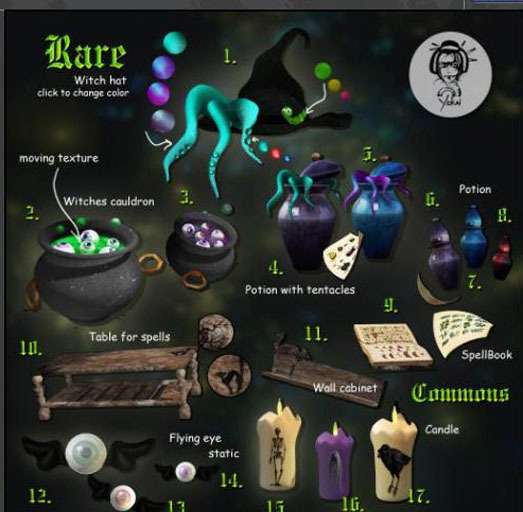 Second Life Marketplace - 1.Yokai - SpellBook - Witch hat RARE