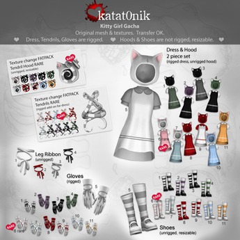 Second Life Marketplace - *katat0nik* (#6) Kitty Girl Gloves RARE