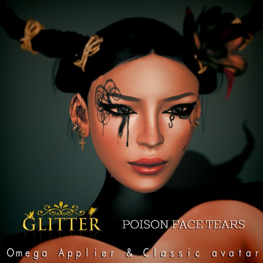 Second Life Marketplace - *GLITTER* POISON TEARS FACE TATTOO WITH OMEGA ...