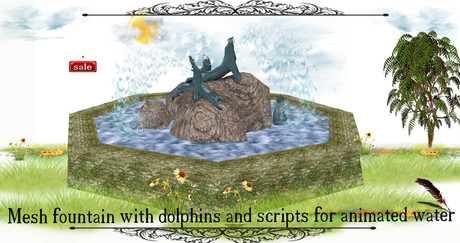 Second Life Marketplace - Mesh fountain with dolphins and scripts for ...