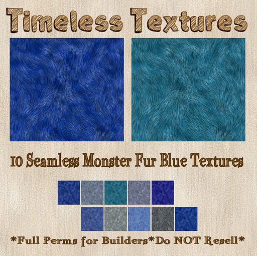 Second Life Marketplace - 10 Seamless Monster Fur Blue Timeless Textures