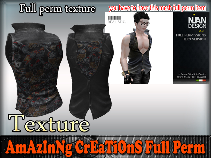Second Life Marketplace - AmAzInG CrEaTiOnS Texture Vest-Shirt 2