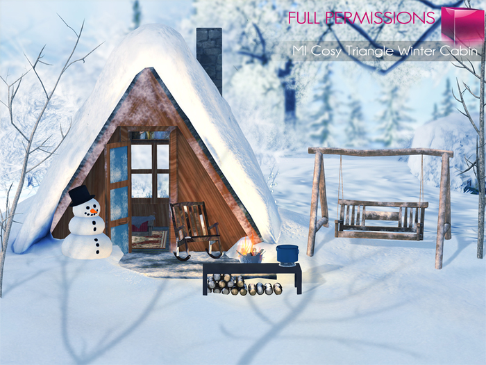 Second Life Marketplace - Full Perm Cozy Triangle Winter Cabin With ...
