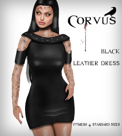 Second Life Marketplace - Corvus : Black Leather Dress