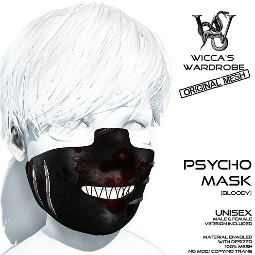 Second Life Marketplace - Wicca's Wardrobe - Psycho Mask (Bloody ...