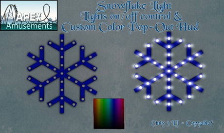Second Life Marketplace - Mesh Snowflake Light with Unlimited Colors ...